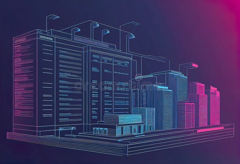 Vector Illustration, Database Schema Layout for a Bank, 3D Stylization ...