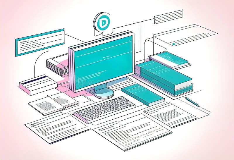 Vector Illustration, Database Schema Layout for a Bank, 3D Stylization ...
