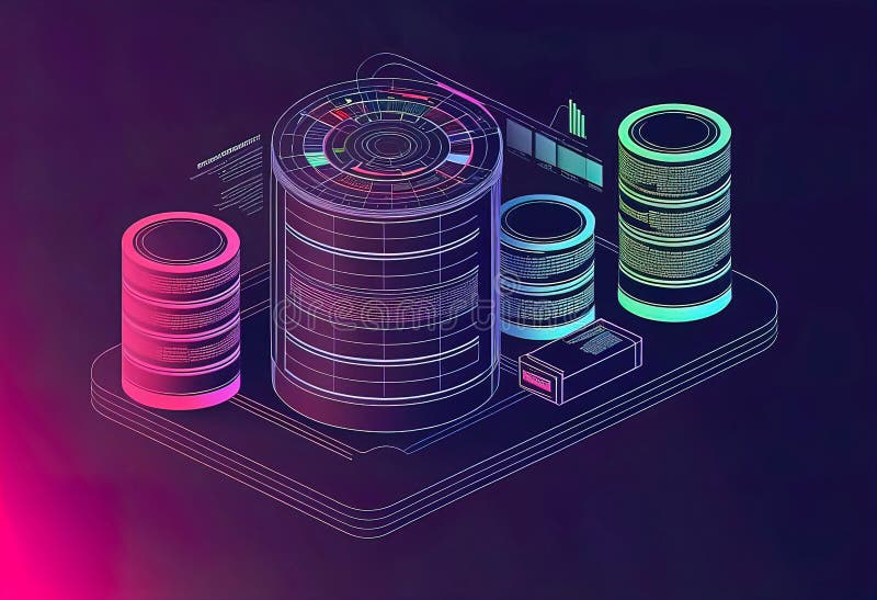 Vector Illustration, Database Schema Layout for a Bank, 3D Stylization ...