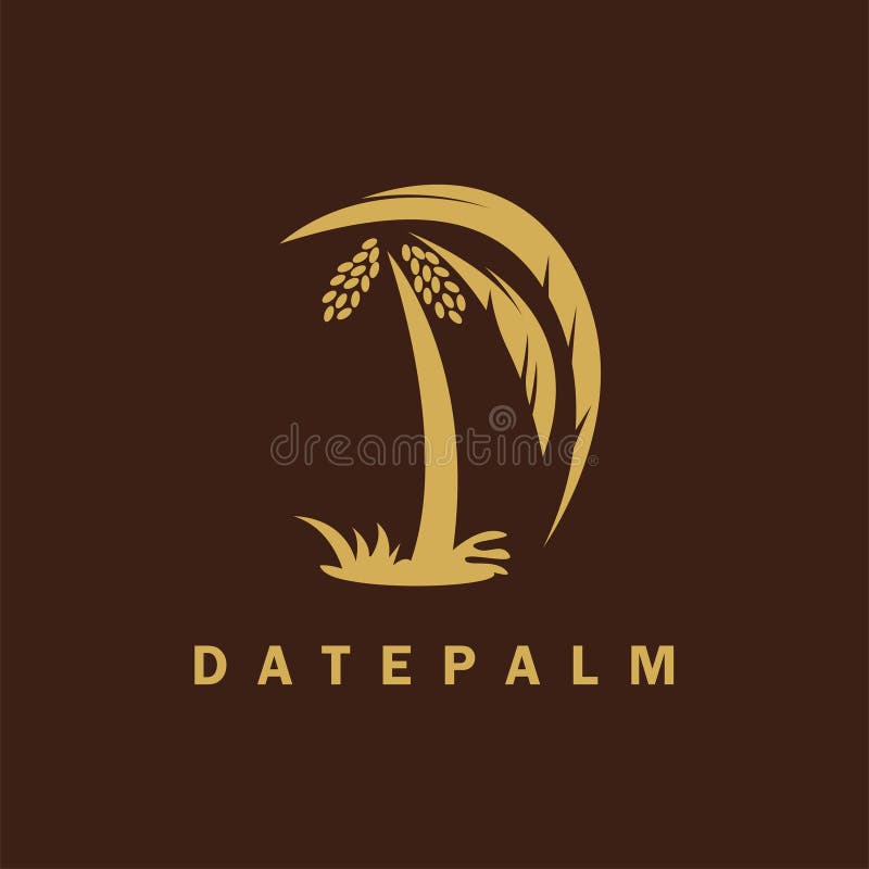 Vector Illustration of a Date Palm Tree Forming the Letter D Logo Stock ...
