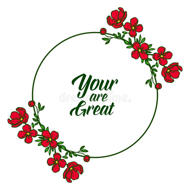 Vector Illustration Decor Card Your are Great with Pattern Red Wreath ...
