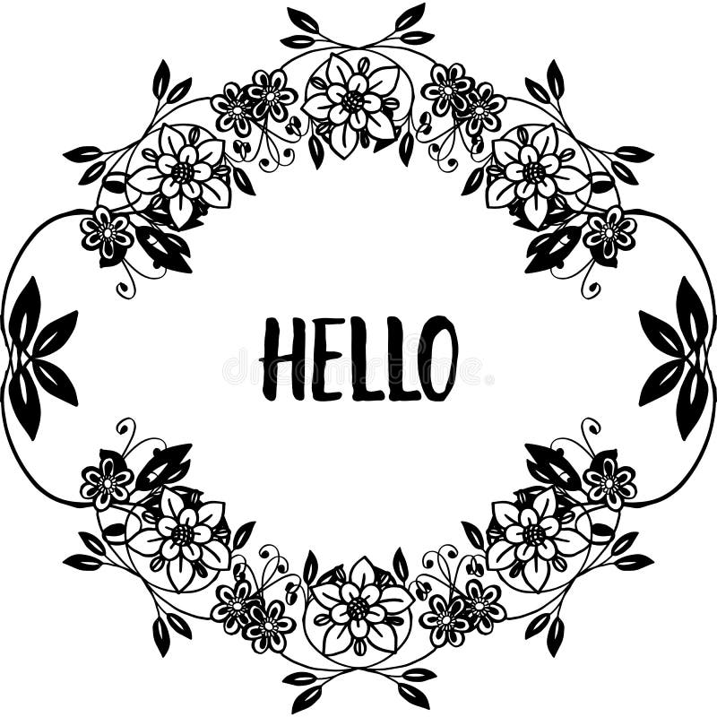 Vector Illustration Decoration Hello with Design Ornament Flower Frame ...