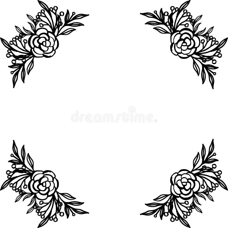Vector Illustration Decoration Shape of Card with Drawing Flower Frame ...