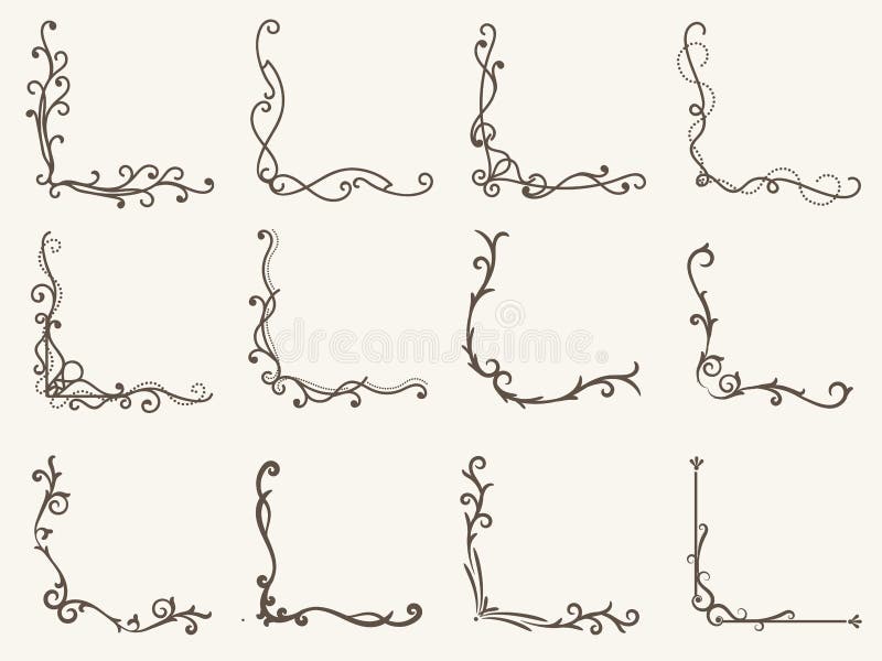 Calligraphic Design Elements, Border Corner Frame Stock Vector - Illustration of banner, baroque ...