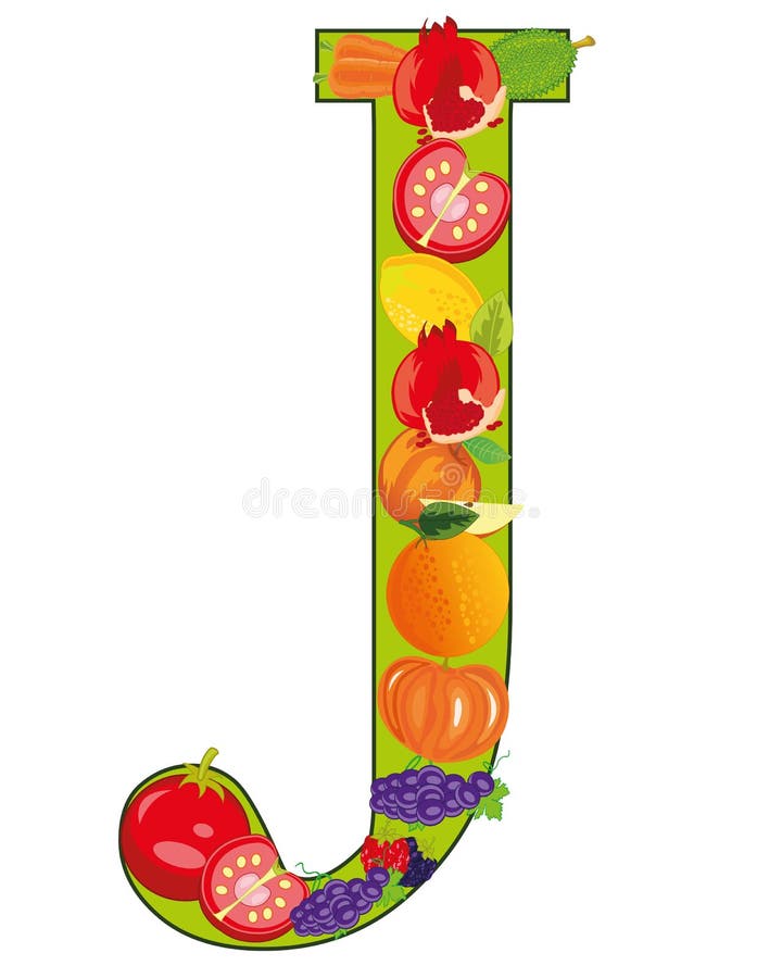 Letter J from Fruit on White Background is Insulated Stock Vector ...