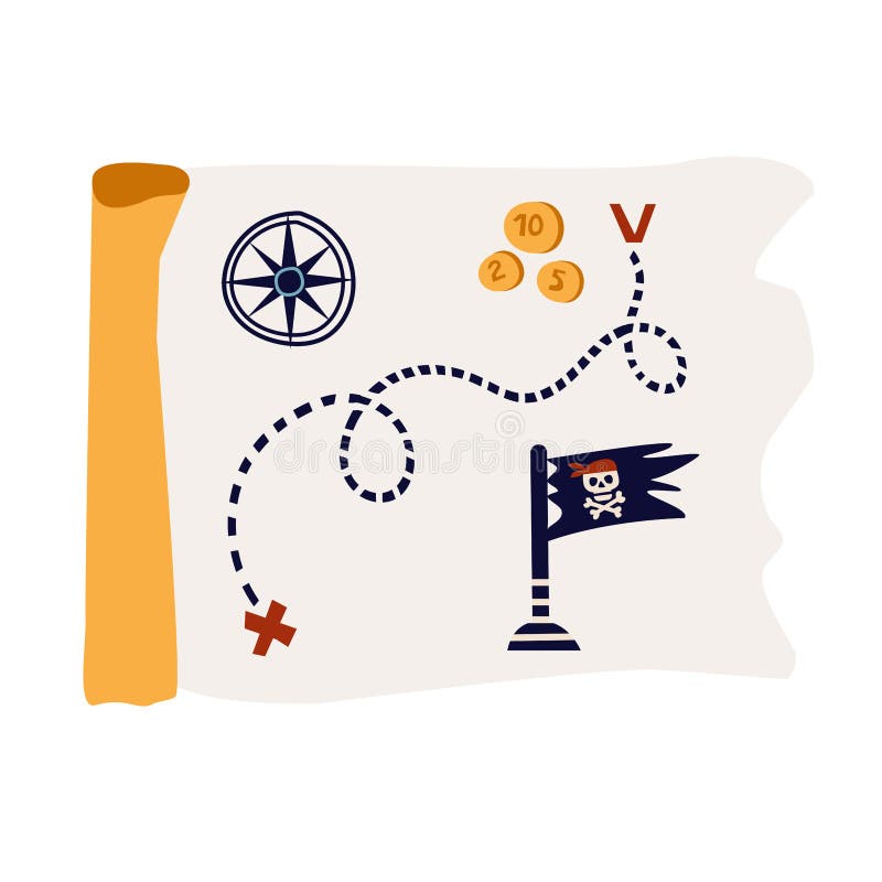 Vector Illustration. Decorative Treasure Map with Plan Stock Vector ...