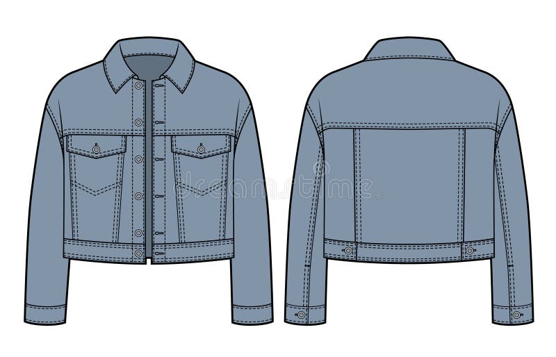 Vector Illustration of Denim Crop Jacket. Stock Illustration ...
