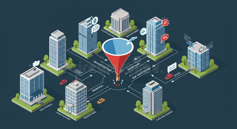 Vector Illustration Depicting a Business Process Flowchart. Centered is ...