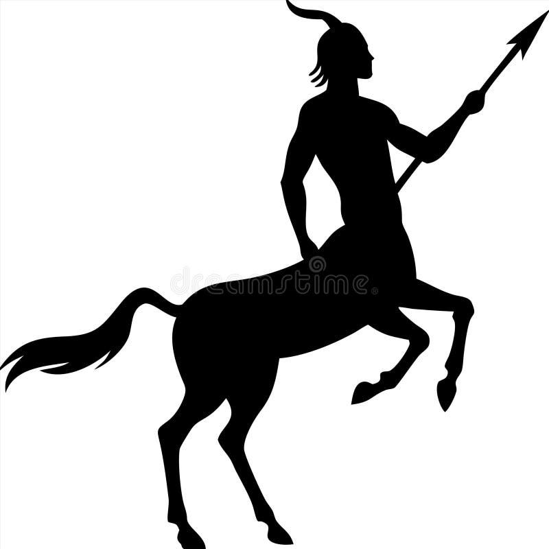 Centaur Silhouette Mythical Creature with Spear Vector Illustration ...