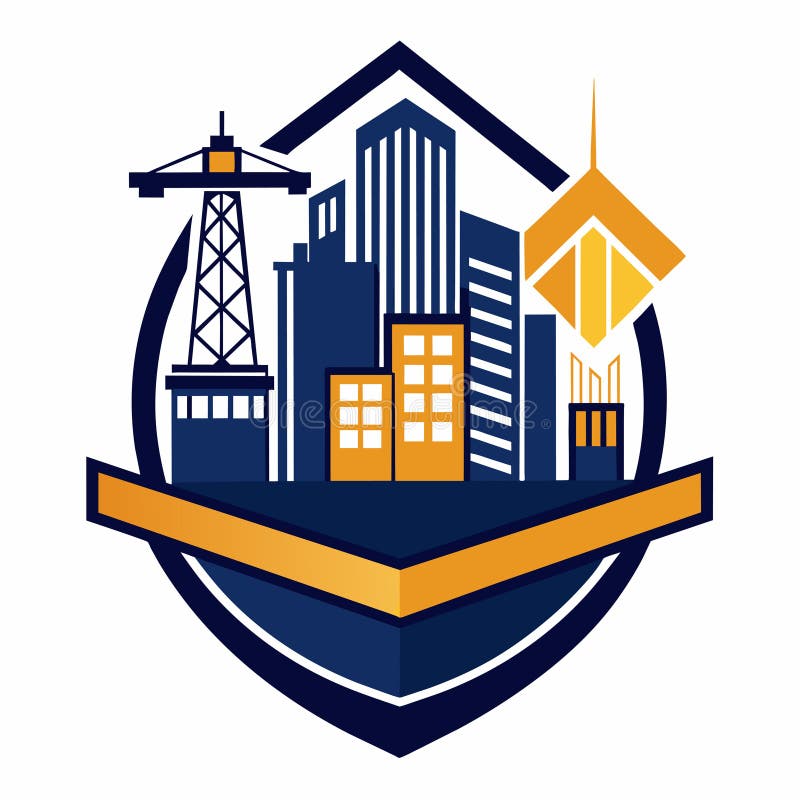 A Vector Illustration Depicting a Construction Building Logo Icon ...
