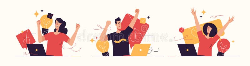 Vector Illustration Depicting a Happy People Finding an Effective ...