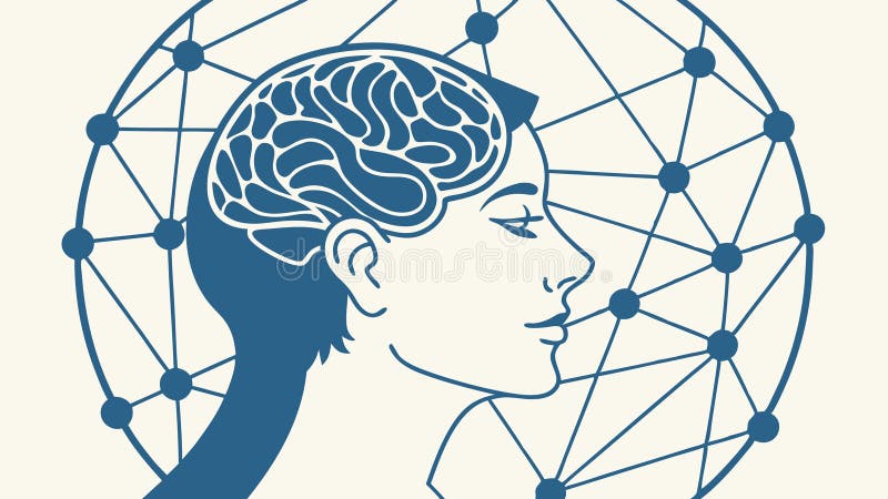 Human Brain with Connected Network, Vector Design Generative AI Stock ...