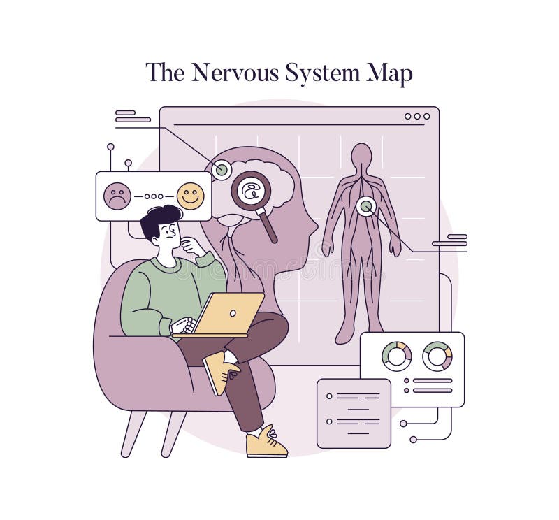 Analyzing the Nervous System Map Stock Illustration - Illustration of ...
