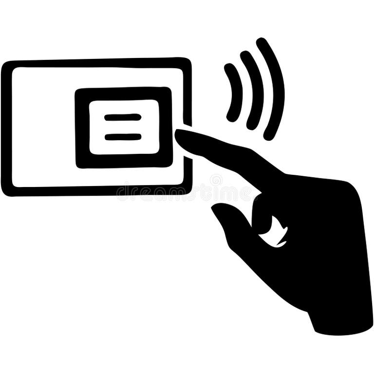 Hand Touching Wireless Card Reader Vector Illustration for Security ...