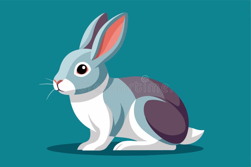 A Vector Illustration Depicts a Rabbit Sitting Calmly on a Solid ...