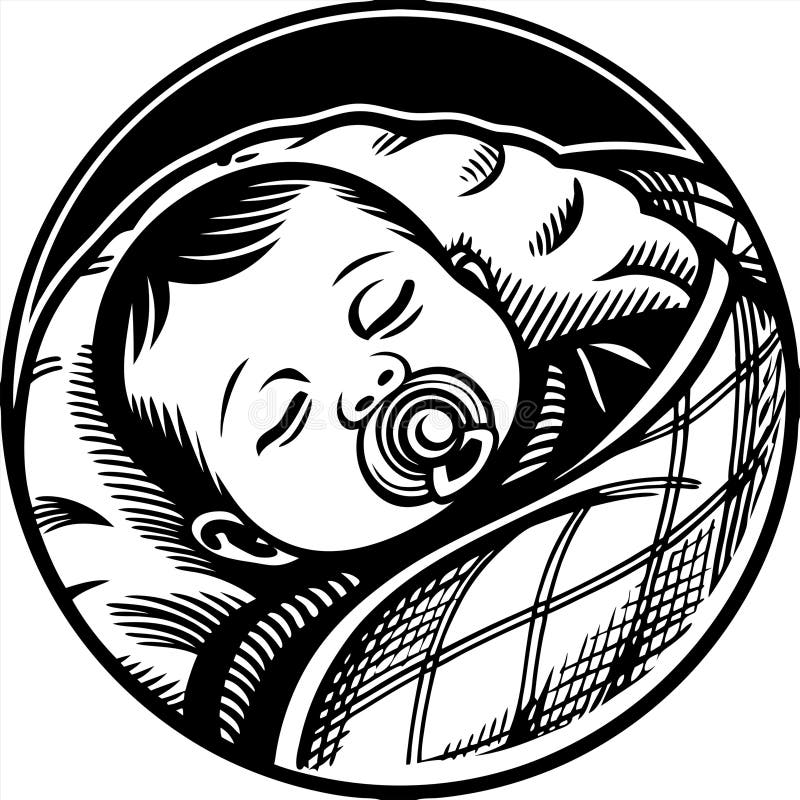 Vector Illustration Sleeping Baby with Pacifier Cozy Blanket Resting ...
