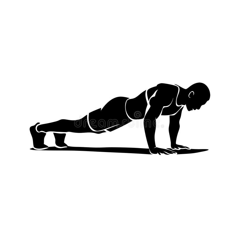 Silhouette of Man Performing Push-up Exercise Fitness Vector ...