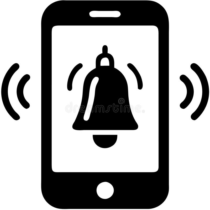 Smartphone Notification Bell Vibration Alert Vector Illustration Stock ...