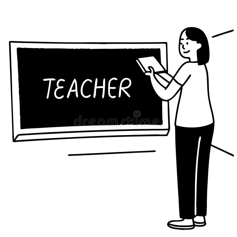 Teacher Writing on Blackboard Vector Illustration for Educational Use ...