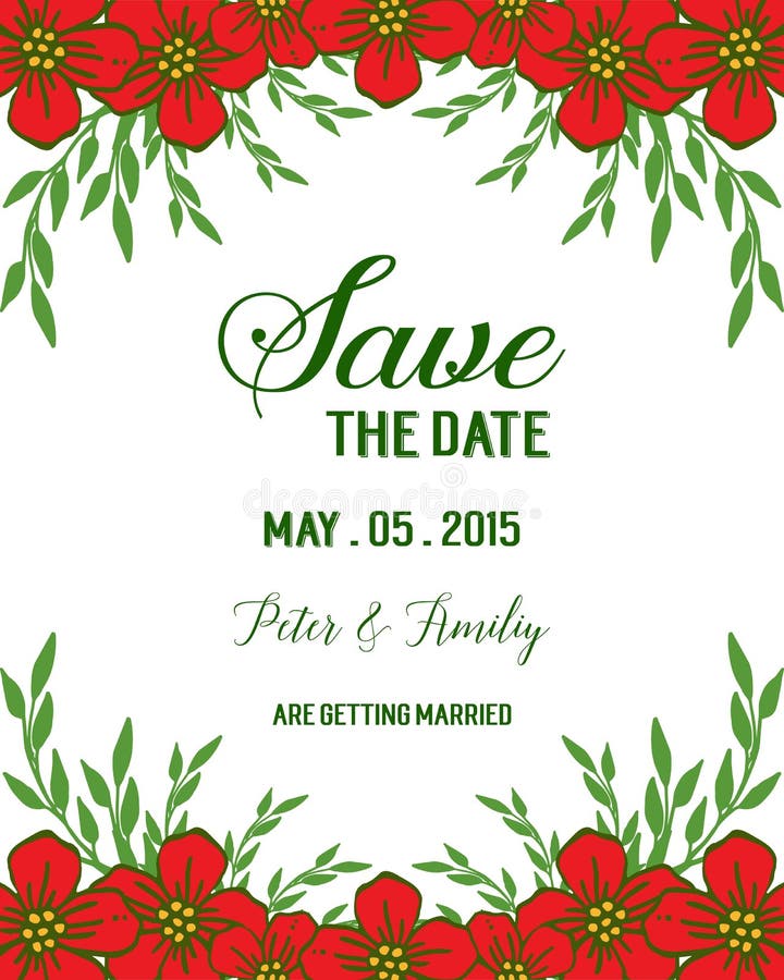 Vector Illustration Design Artwork Red Flower Frame with Marriage ...