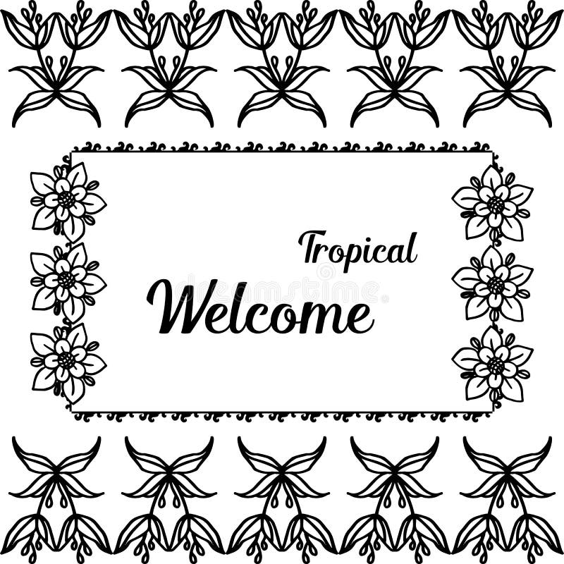 Vector Illustration Design Card of Welcome Tropical with Various ...