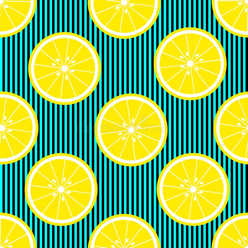 Seamless Background with with Stripes and Lemon Slices. Stock Vector ...