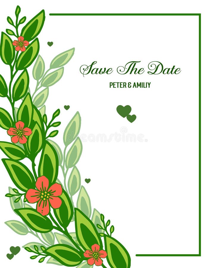 Vector Illustration Design Wedding Invitation Card with Beautiful Leaf ...