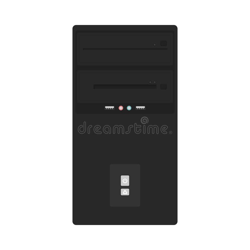 Classic PC Tower Case Isolated on White Stock Vector - Illustration of ...