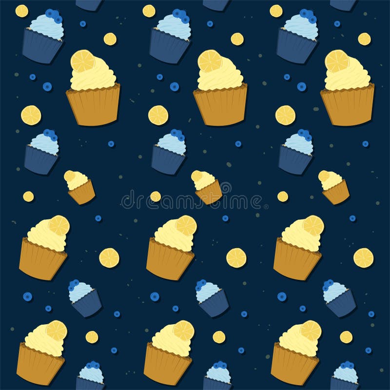 Cupcake Seamless Pattern Background Stock Vector - Illustration of cake ...