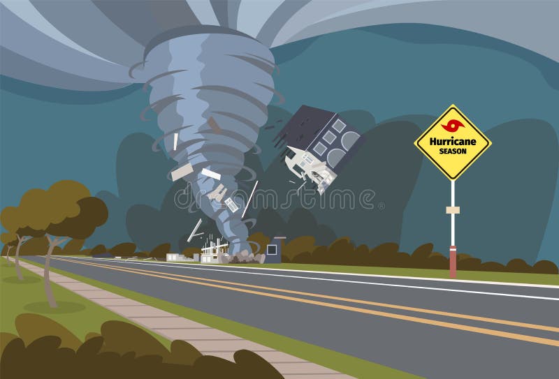 Vector Illustration of a Destructive Hurricane Stock Vector ...