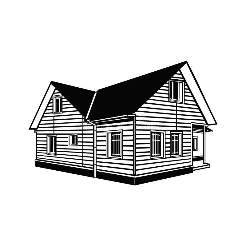 Vector Illustration of Detailed House Isolated on White Background ...