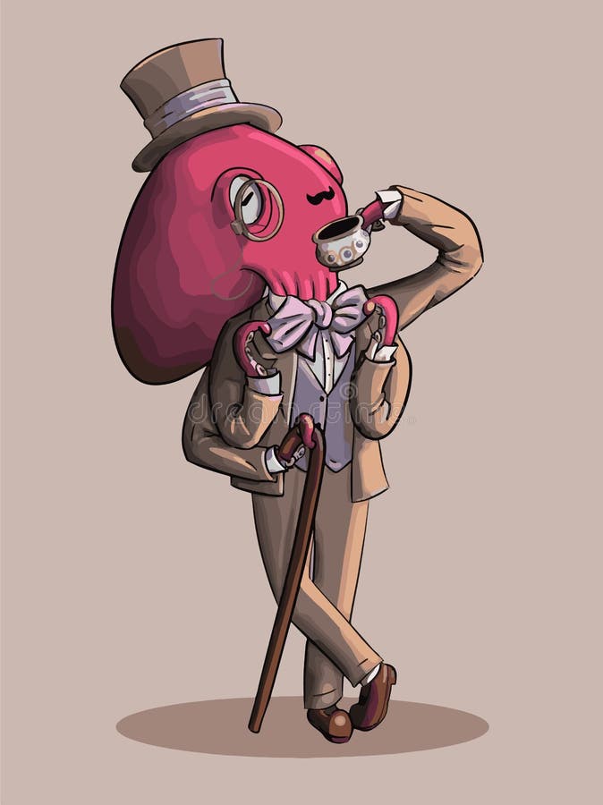 Octopus holding blank sign stock vector. Illustration of message ...