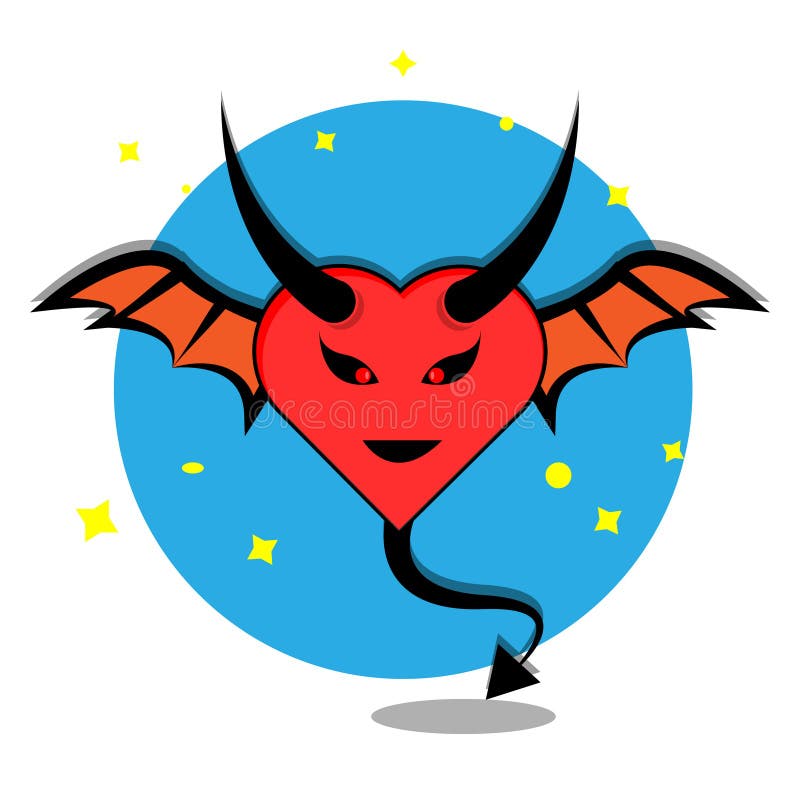 Vector Illustration of the Devil and the Symbol of Love Stock Vector ...