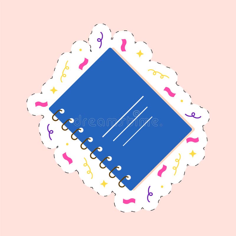 Vector Illustration of Diary Sticker or Icon Against Confetti Stock ...