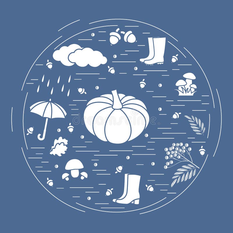 Vector Illustration of Different Autumn Seasonal Symbols. Stock Vector ...