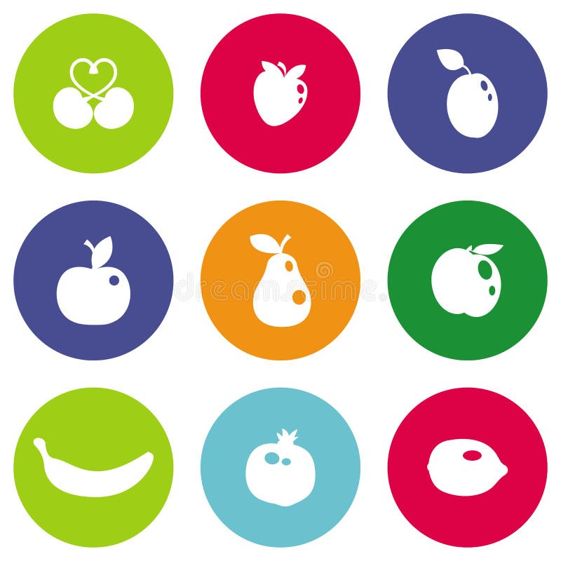 Vector Illustration of Different Fruits Icons Stock Vector ...