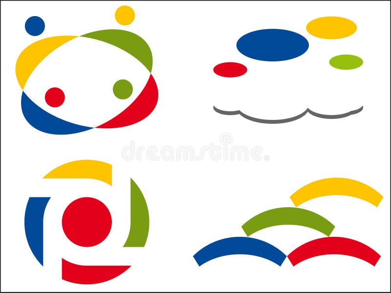 Different Group Icons Colored and Simple Form. Stock Vector ...