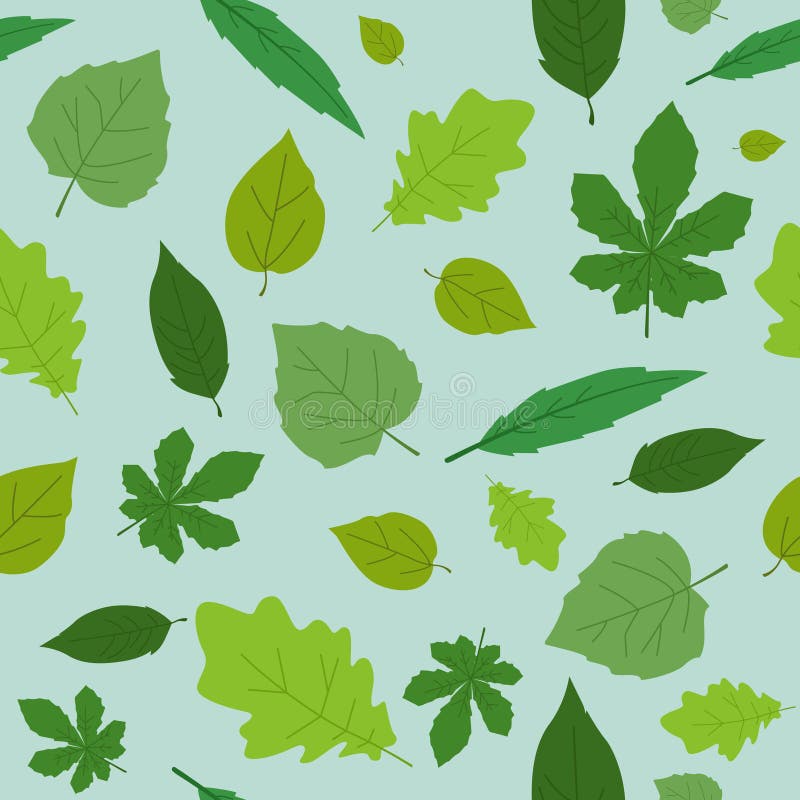 Different Leaves Wallpaper Seamless Pattern Background Stock Vector ...