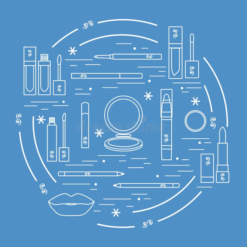Vector Illustration of Different Lip Make-up Tools Arranged in a Stock ...