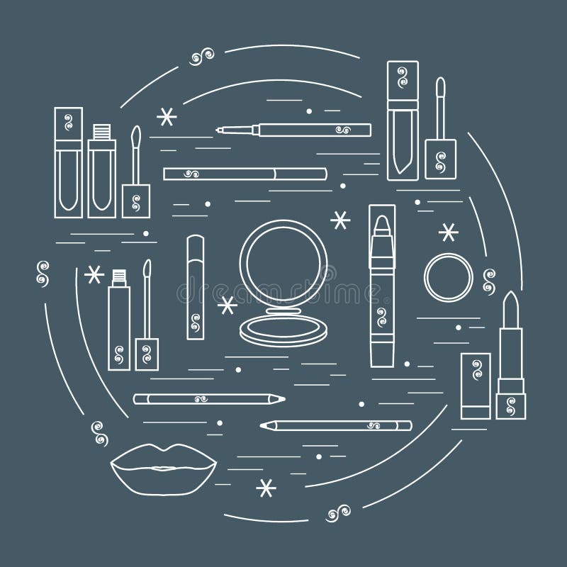 Vector Illustration of Different Lip Make-up Tools Arranged in a Stock ...