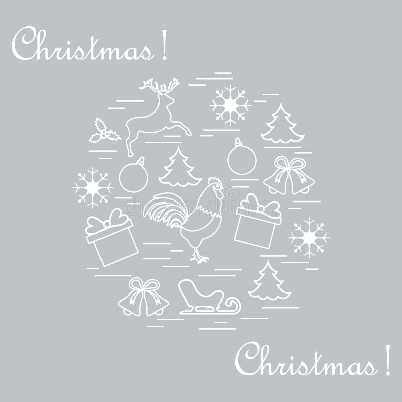 Vector Illustration of Different New Year and Christmas Symbols Stock ...