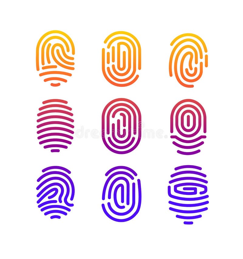 Vector Illustration of Different Shape Fingerprint Collection with ...