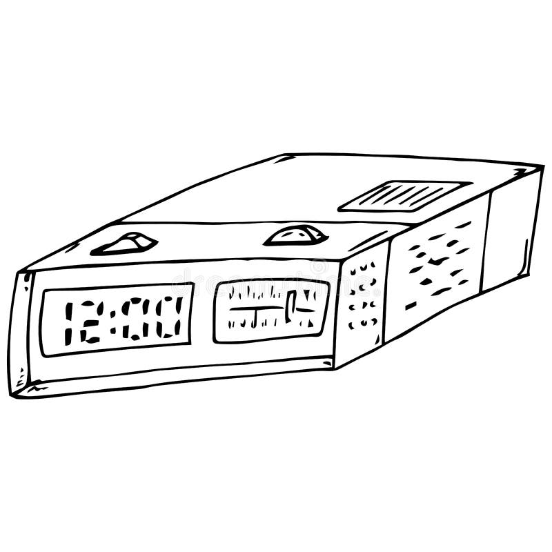 Clock with Radio. Vector Illustration of a Digital Alarm Clock with ...