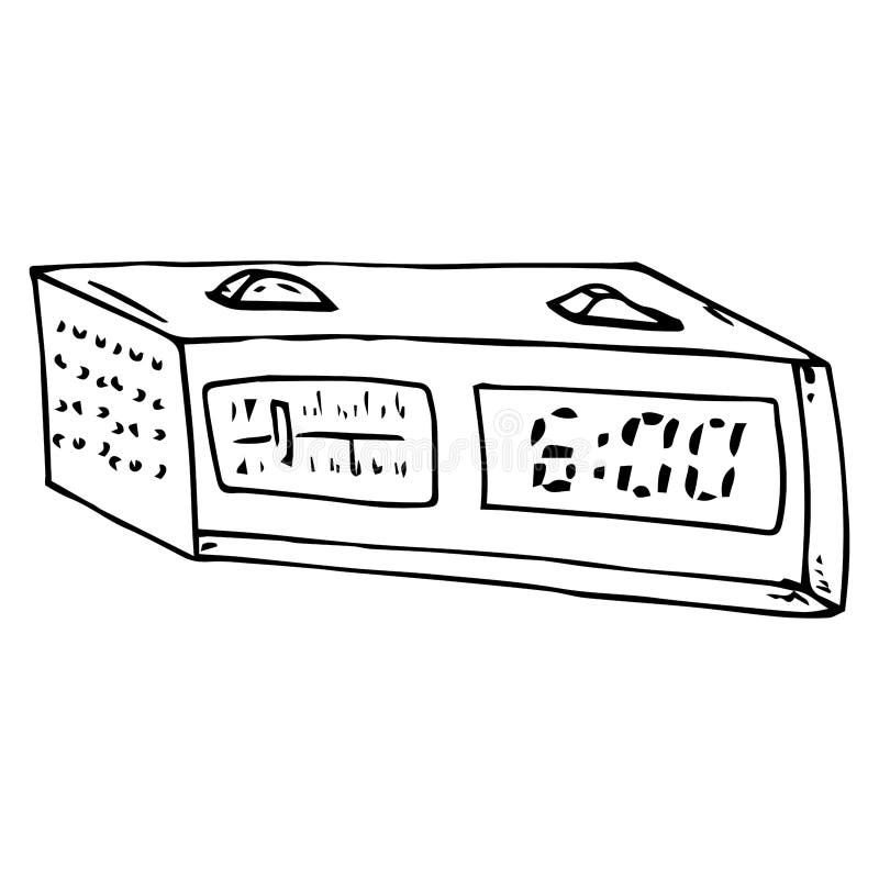Clock with Radio. Vector Illustration of a Digital Alarm Clock with ...