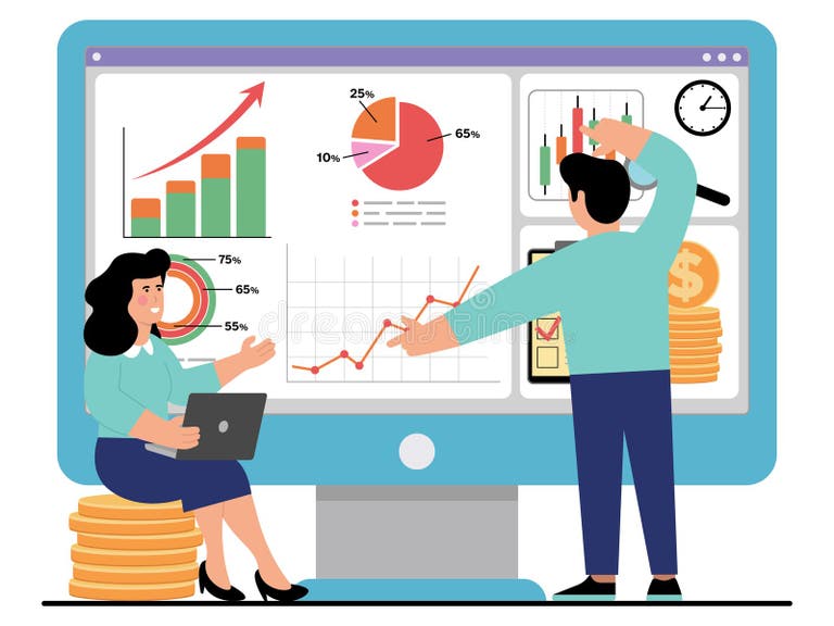 Vector Illustration with a Digital Business Searching Team Stock Vector ...