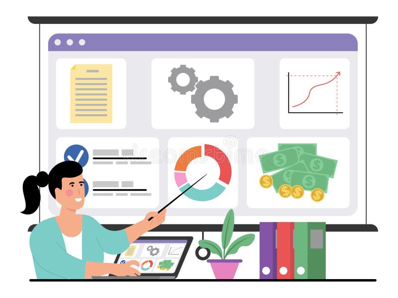 Vector Illustration of Digital Business Training Coach Stock Vector ...