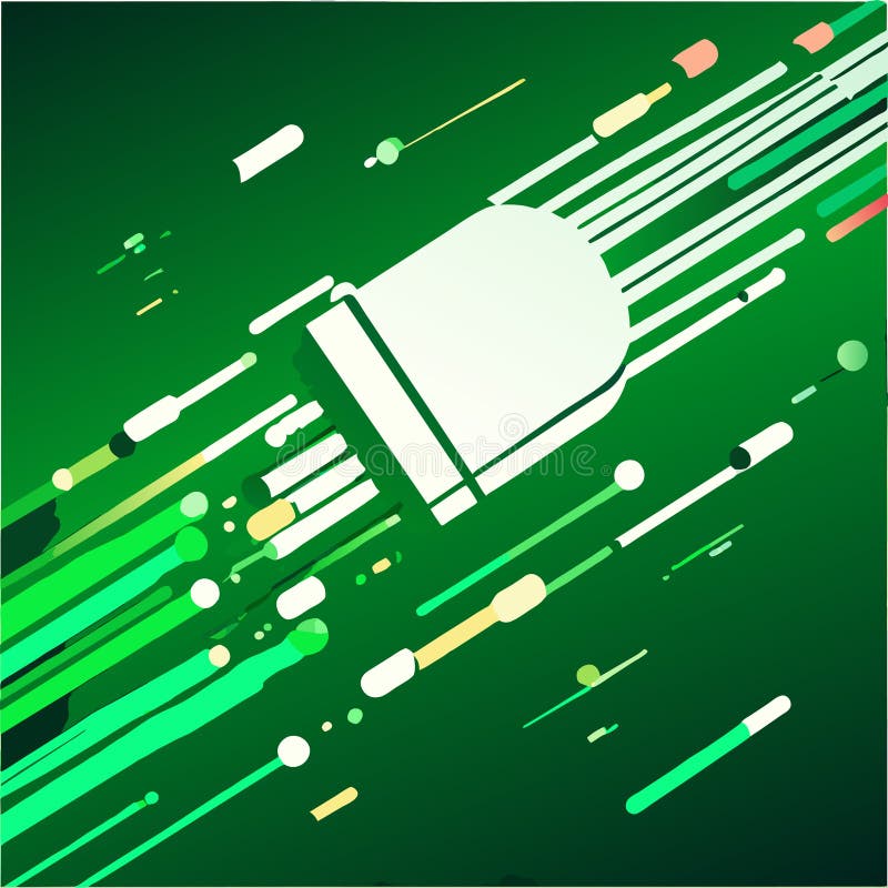 Vector Illustration of a Digital Cable on a Green Background ...