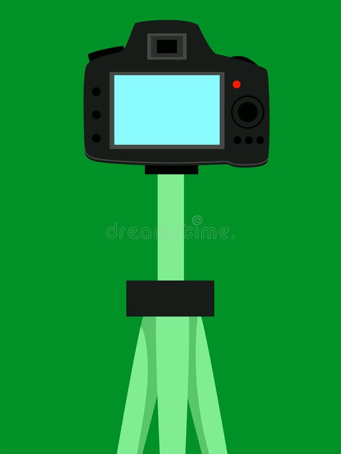 Digital Camera with Blank Screen in Tripod Stock Vector - Illustration ...