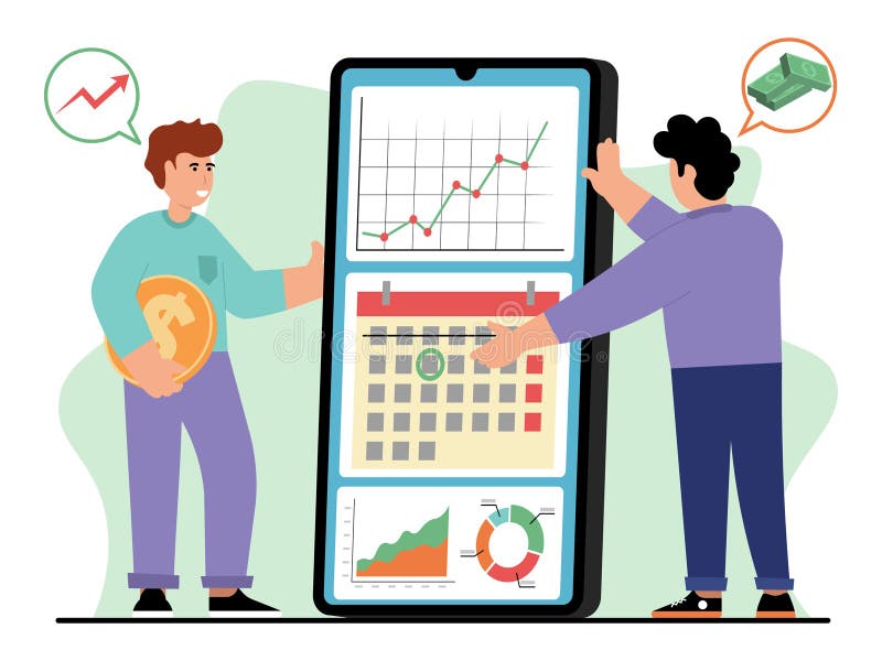 Vector Illustration of Digital Online Trading in Work Stock Vector ...