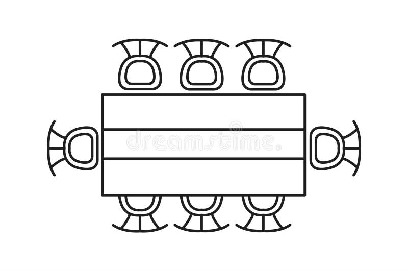 Dining Table with Six Chairs in Top View Stock Vector - Illustration of ...